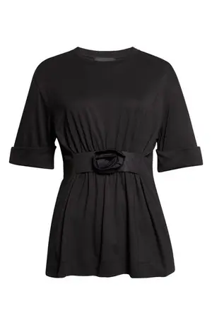 Simone Rocha Gathered Rose T-shirt - Black
