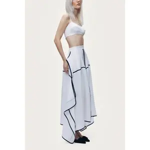 NOCTURNE Contrast Trim Asymmetric Hem Skirt