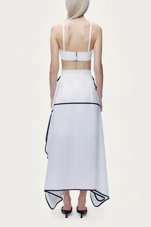 NOCTURNE Contrast Trim Asymmetric Hem Skirt