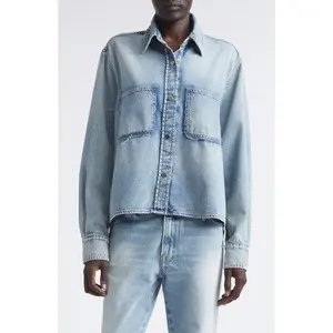 HAIKURE Emma Distressed Denim Shirt Jacket - Pollock