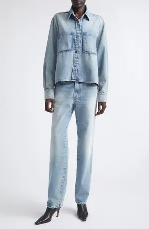 HAIKURE Emma Distressed Denim Shirt Jacket