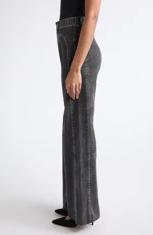 Veronica Beard Grant Studded High Waist Wide Leg Jeans