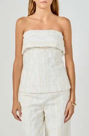 Endless Rose Strapless Embroidered Top - Ivory