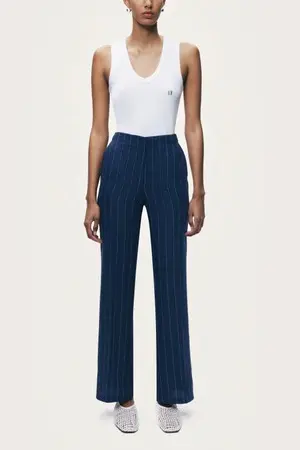NOCTURNE Pinstripe Wide Leg Trousers - Multi-colored