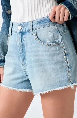 Guess Cotton Blend Mom Shorts