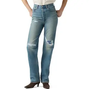LEVI'S Ribcage Rip & Repair High Waist Straight Leg Jeans - Whole Name