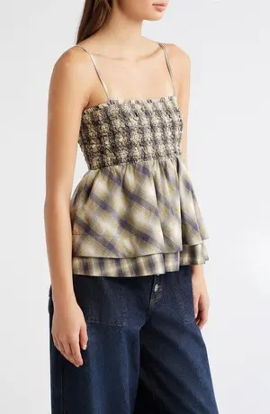 DAMSON MADDER Azalea Smocked Organic Cotton Camisole