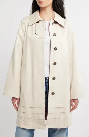 DAMSON MADDER Mercedes Bow Reversible Trench Coat - Red/ecru