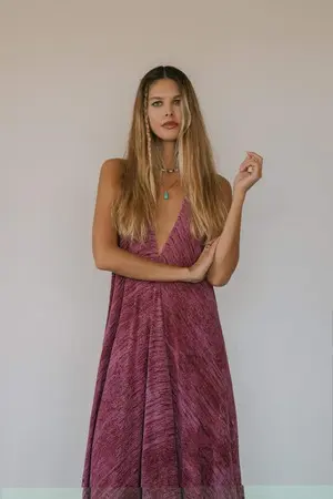 SUN CHILD Classic Silk Dress Jojo - Wine