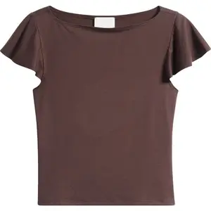 REFORMATION Jensen Flutter Sleeve Boat Neck Top