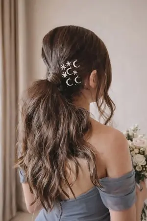 HAIR DRAMA CO Celestia Silver Star & Moon Hair Pins Set Of 8