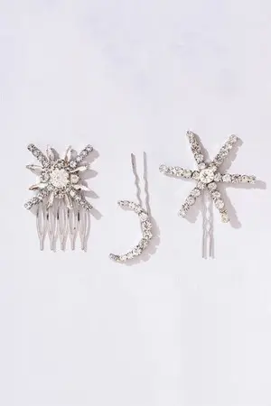 HAIR DRAMA CO Set Of 3 Celestial Crystal Hair Pins
