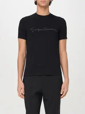 Giorgio Armani Stretch Cotton T-shirt With Logo - Black