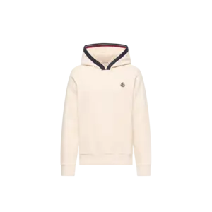 Moncler Brushed Cotton Logo Hoodie - Beige