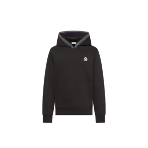 Moncler Brushed Cotton Logo Hoodie - Black