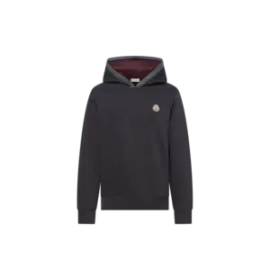Moncler Brushed Cotton Logo Hoodie - Blue