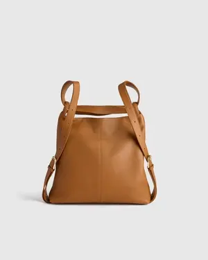 Quince Maeve Convertible Leather Backpack - Cognac