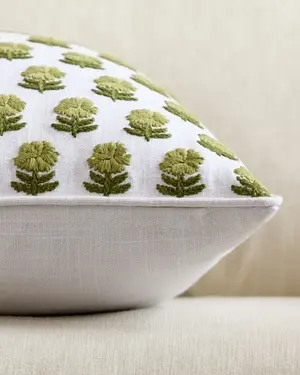 Quince Embroidered Floral Cotton Pillow Cover