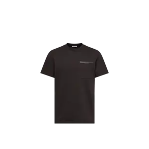 Moncler Leather-trimmed Cotton T-shirt - Black
