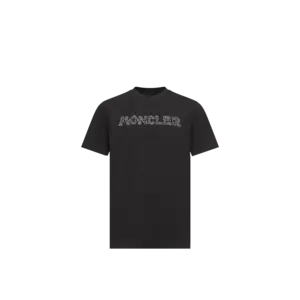 Moncler Space Embroidered Logo Cotton T-shirt - Black