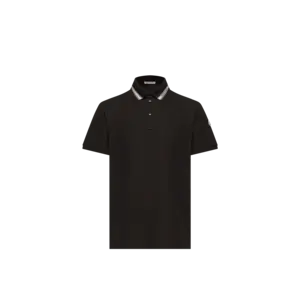 Moncler Cotton Piquet Polo Shirt - Black
