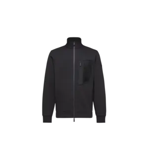 Moncler Logo Cotton Zip-up Sweatshirt - Black