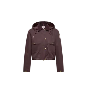 Moncler Aconitum Hooded Cotton & Linen Blend Shirt Jacket - Red