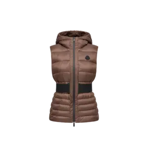 Moncler Melia Hooded Down Vest - Brown