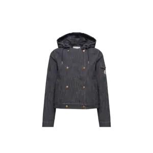 Moncler Diervilla Hooded Double-breasted Denim Jacket - Blue