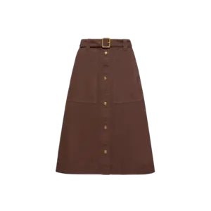 Moncler Belted Knee-length Cotton Skirt - Red