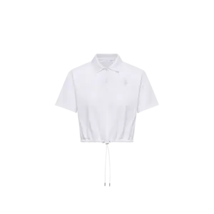 Moncler Cropped Cotton Piquet Polo Shirt - White