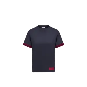 Moncler Crochet-trimmed Cotton Logo T-shirt - Blue