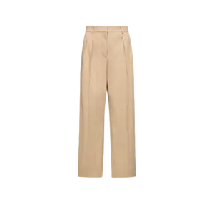 Moncler Cotton Gabardine Wide-leg Tailored Pants - Beige
