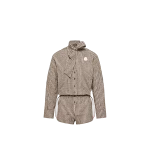 Moncler Vichy Romper With Bow - Brown