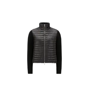 Moncler Padded Wool Zip-up Cardigan - Black
