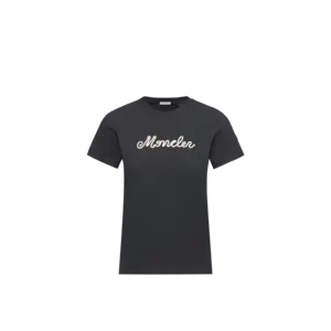 Moncler Logo Embroidery Cotton T-shirt - Blue