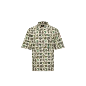 Moncler Botanical Print Cotton Blend Short Sleeve Shirt - Multicolor
