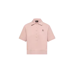 Moncler Logo Patch Cotton Polo Shirt - Pink