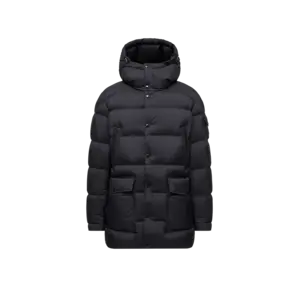 Moncler Bretagne Hooded Mid-length Down Jacket - Black