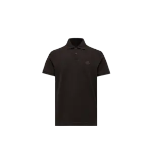 Moncler Logo Cotton Piquet Polo Shirt - Black