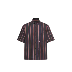 Moncler Striped Cotton Short Sleeve Shirt - Blue