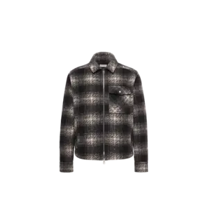 Moncler Check Jersey Zip-up Shirt - Black