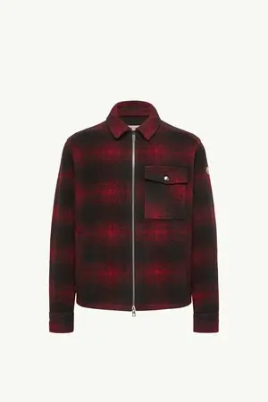 Moncler Check Jersey Zip-up Shirt - Black