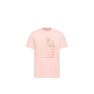 Moncler Down Jacket Print Cotton T-shirt - Pink