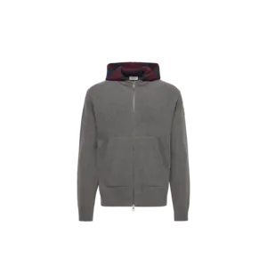 Moncler Striped Hood Wool & Cashmere Cardigan - Grey
