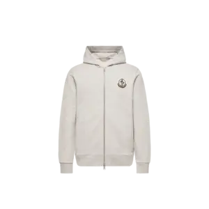 Moncler Sketched Logo Zip-up Cotton Hoodie - Grey