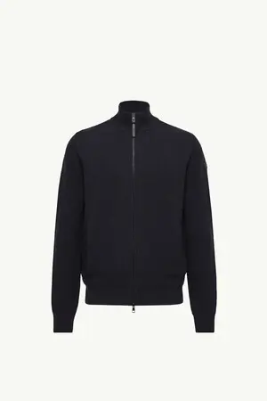 Moncler Wool & Cashmere Zip-up Cardigan - Blue