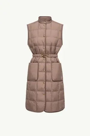 Moncler Cygnest Quilted Long Down Vest - Brown
