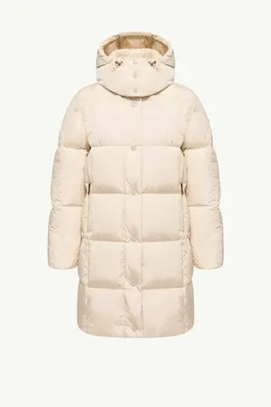 Moncler Litte Long Down Jacket With Hood - White