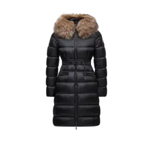 Moncler Boedic Long Down Jacket With Shearling Trim - Black